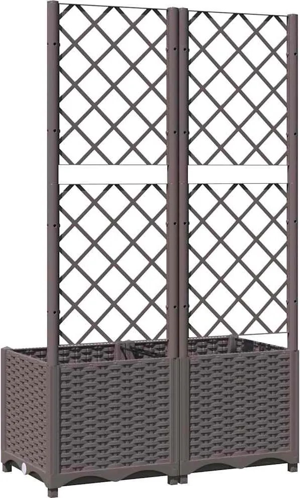 Zahradní truhlík s treláží hnědý 80 x 40 x 136 cm PP 318261