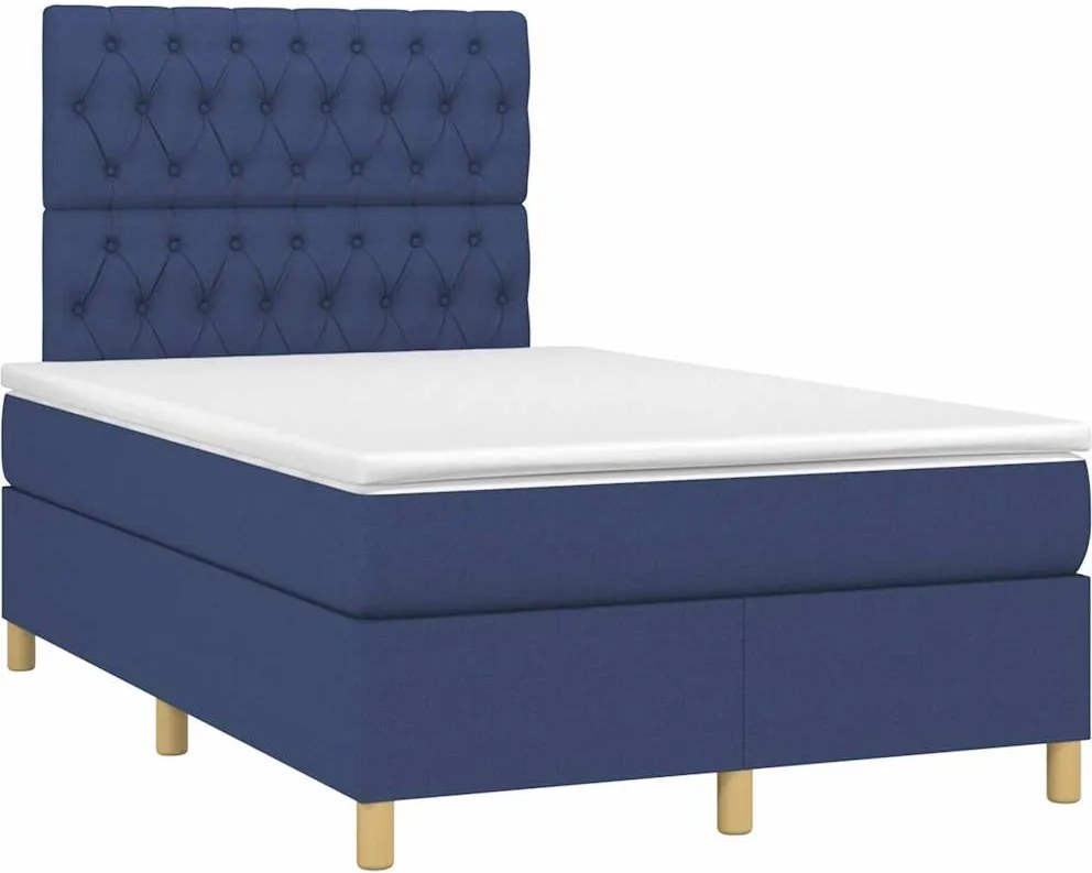 Box spring postel s matrací a LED modrá 120 x 200 cm textil 3135667