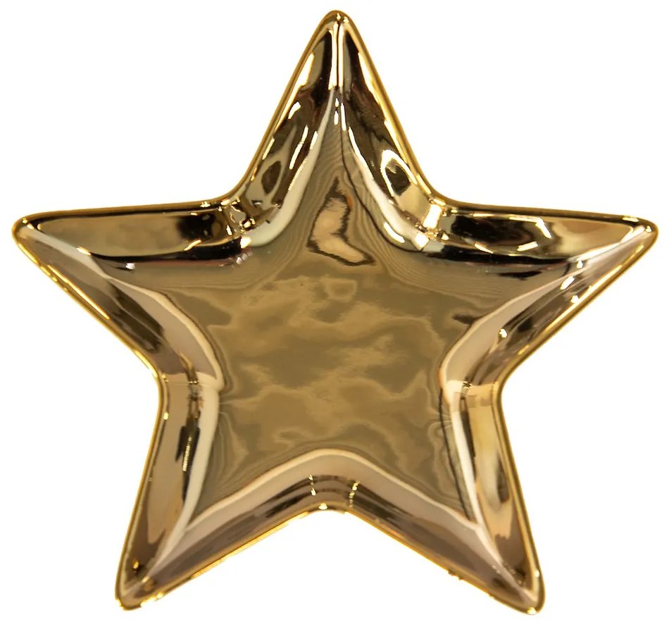 Zlatá keramická miska ve tvaru hvězdy Gold Star - 16*16*2 cm