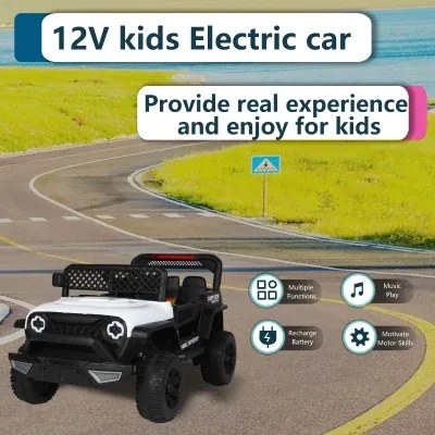 Aosom 12V elektrické dětské auto, rodičovský dálkový ovladač a manuální jízdní režim, 96x59,2x58 cm, bílá