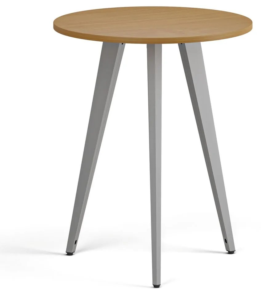 Konferenční stůl PRIMO VIBE, průměr 60 cm, šedostříbrná podnož, buk