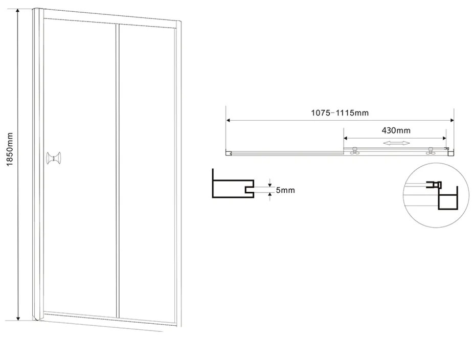 Aqualine AMADEO obdélníkový sprchový kout 1100x800 mm, L/P varianta, sklo Brick BTS110BTP80