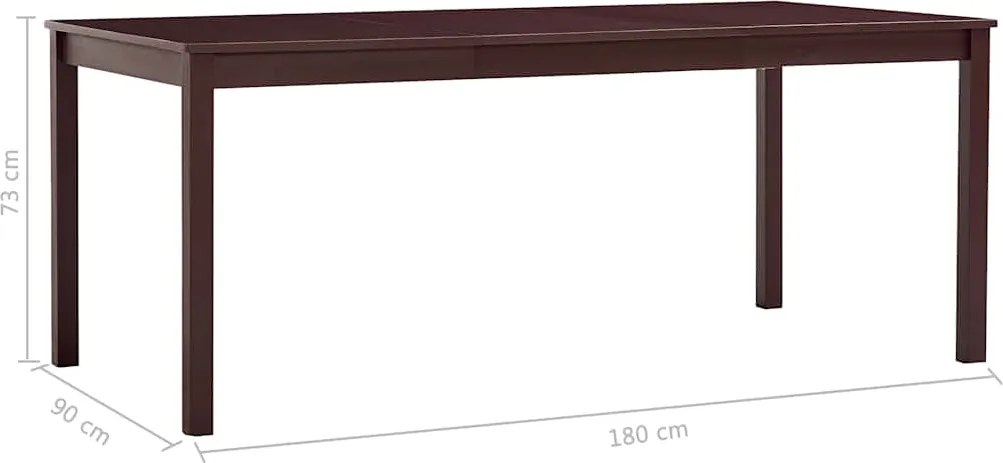 Jídelní stůl tmavě hnědý 180 x 90 x 73 cm borové dřevo 283407