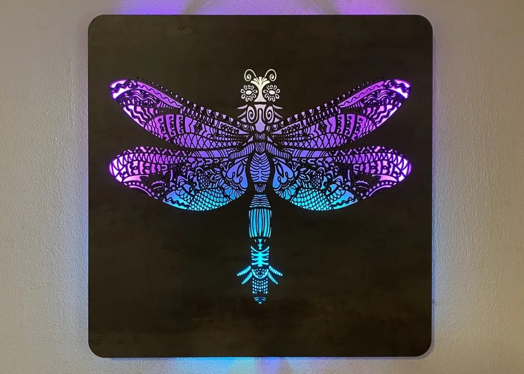 Li-Go "Vážka" světelný obraz RGB 230V 62x62 cm provedení povrchu: dub světlý