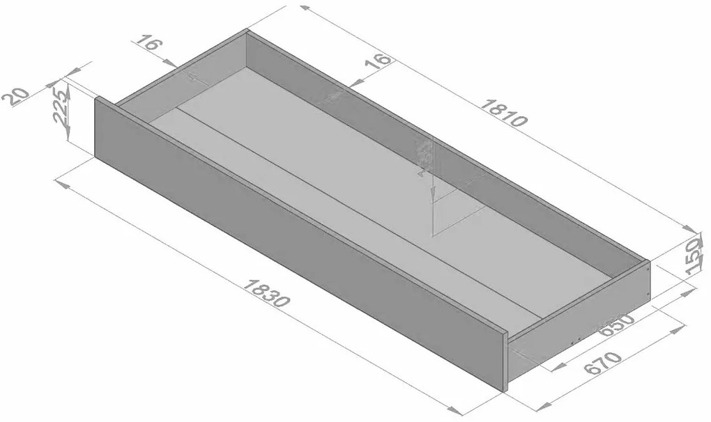 Rozkládací postel BONDI bílá s úložným prostorem a boxem pro matraci, masiv borovice