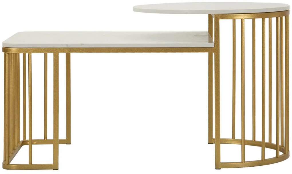 Designový konferenční stolek Kehlani 90 cm bílý / zlatý
