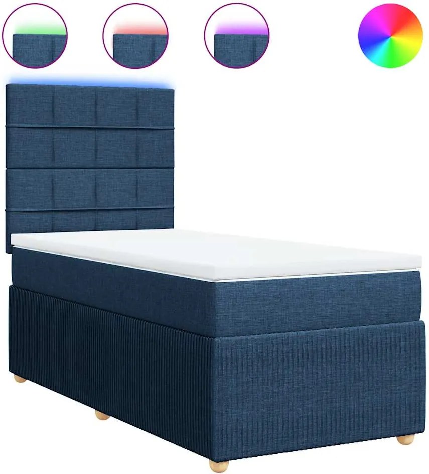 Box spring postel s matrací modrá 80x200 cm textil 3294189