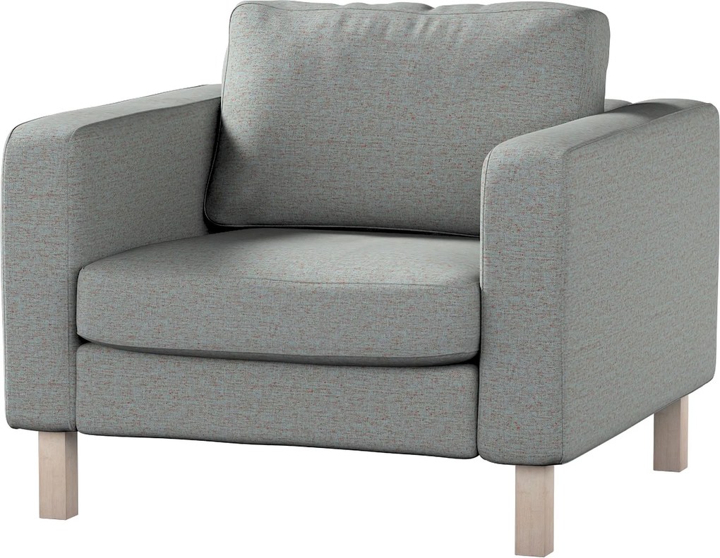 Potah na křeslo IKEA Karlstad, krátký barva modrá látka pletený vzor