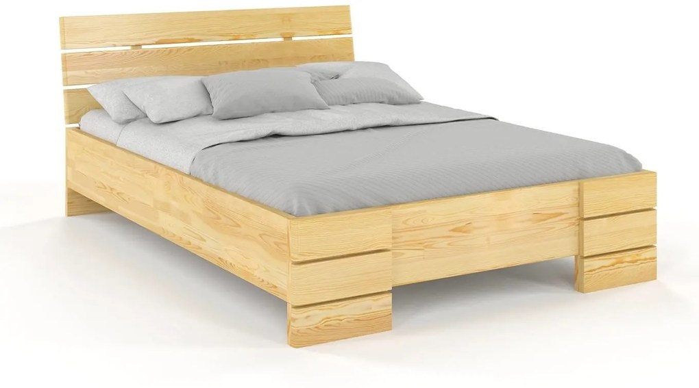 Zvýšená postel Sandemo - borovice   , Borovice přírodní, 120x200 cm