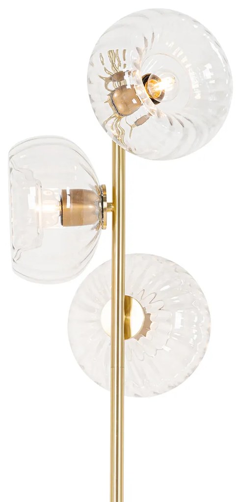 Stojací lampa ve stylu Art Deco zlatá se sklem 3-light - Ayesha