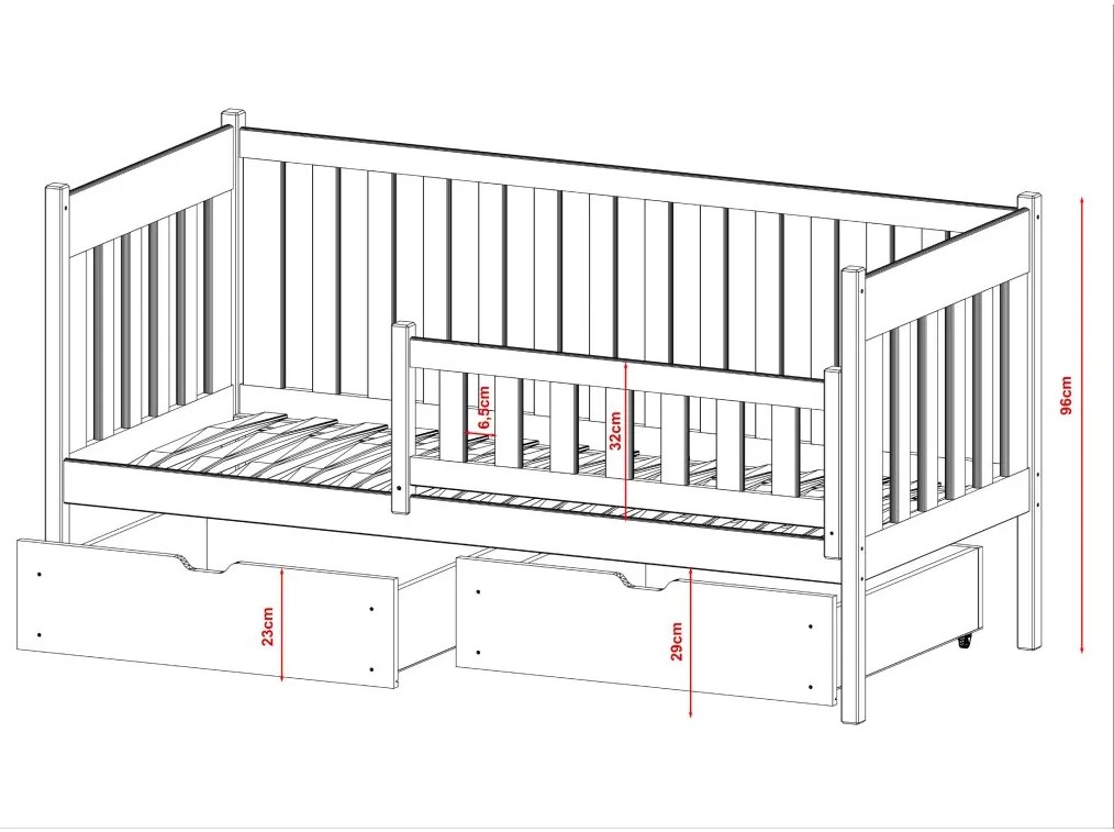 Legno Dětská postel Alice grafit Rozměr (cm): 90x200
