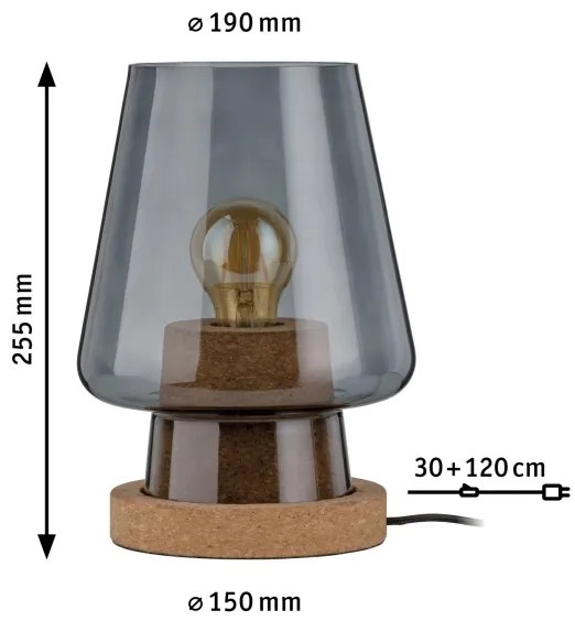 Paulmann 79736 - 1xE27/20W Stolní lampa IBEN 230V kouřová