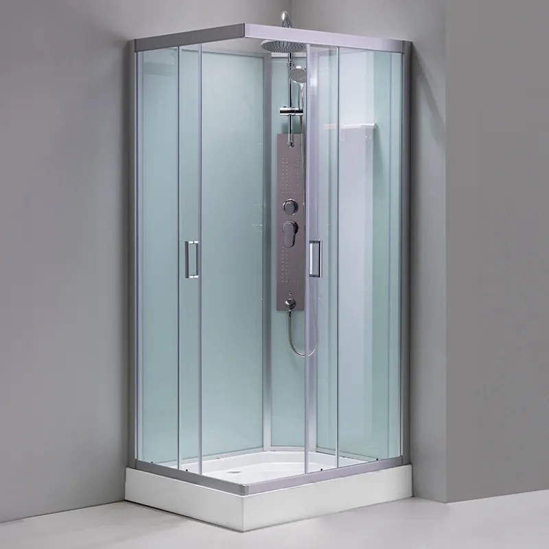BPS-koupelny Hydromasážní box HYD-AL100 levý, 100x80 cm, kartáčovaný chrom/transparent