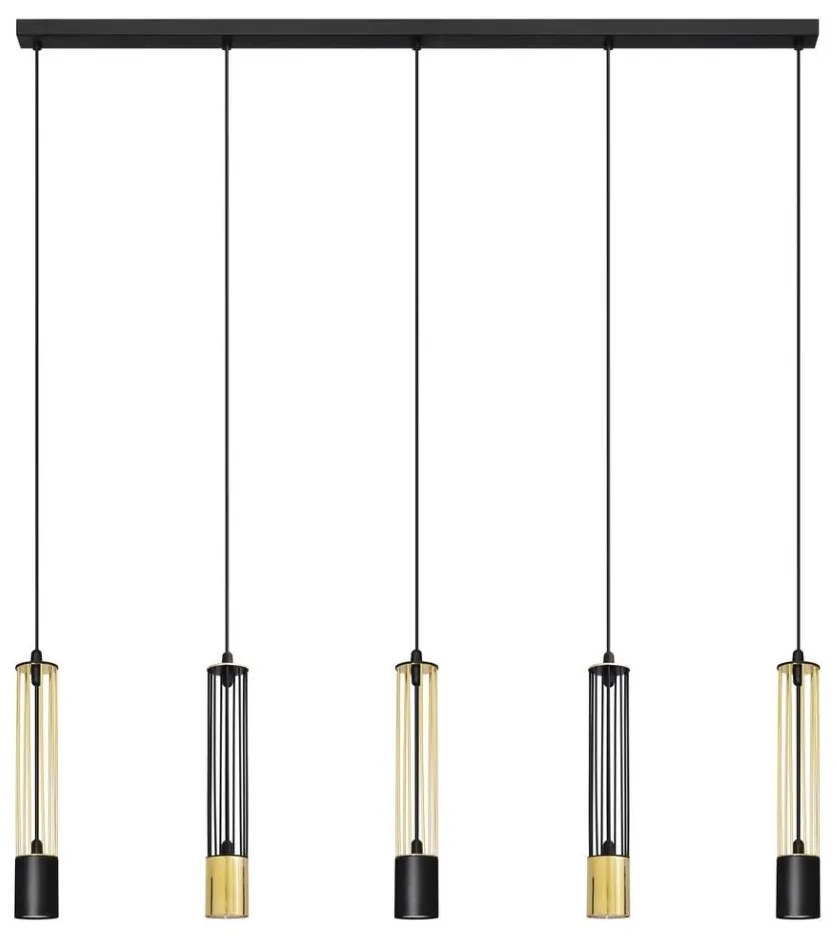 LED Lustr na lanku BARS 5xGU10/4,8W/230V černá/zlatá