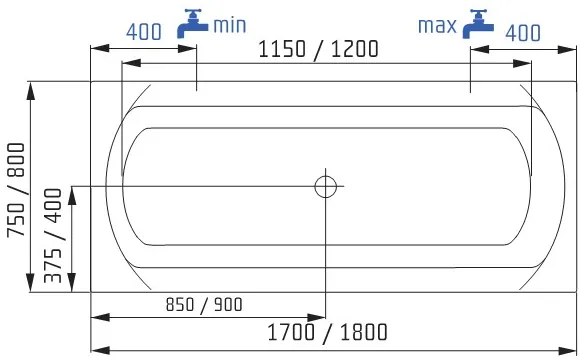 Santech Linea obdélníková vana 170 x 75 SALIN170