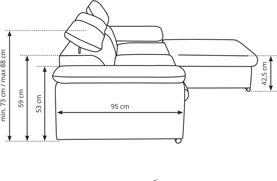 Sedací souprava COOL | 281x191 cm | rozkládací + úložný prostor | PRAVÁ | lounge 21 tmavě šedá