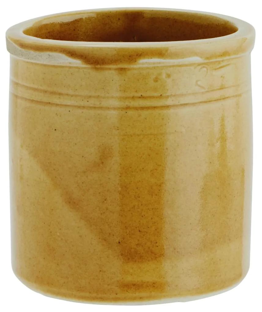MADAM STOLTZ Kameninová dóza Antique Mustard - menší, oranžová barva, keramika