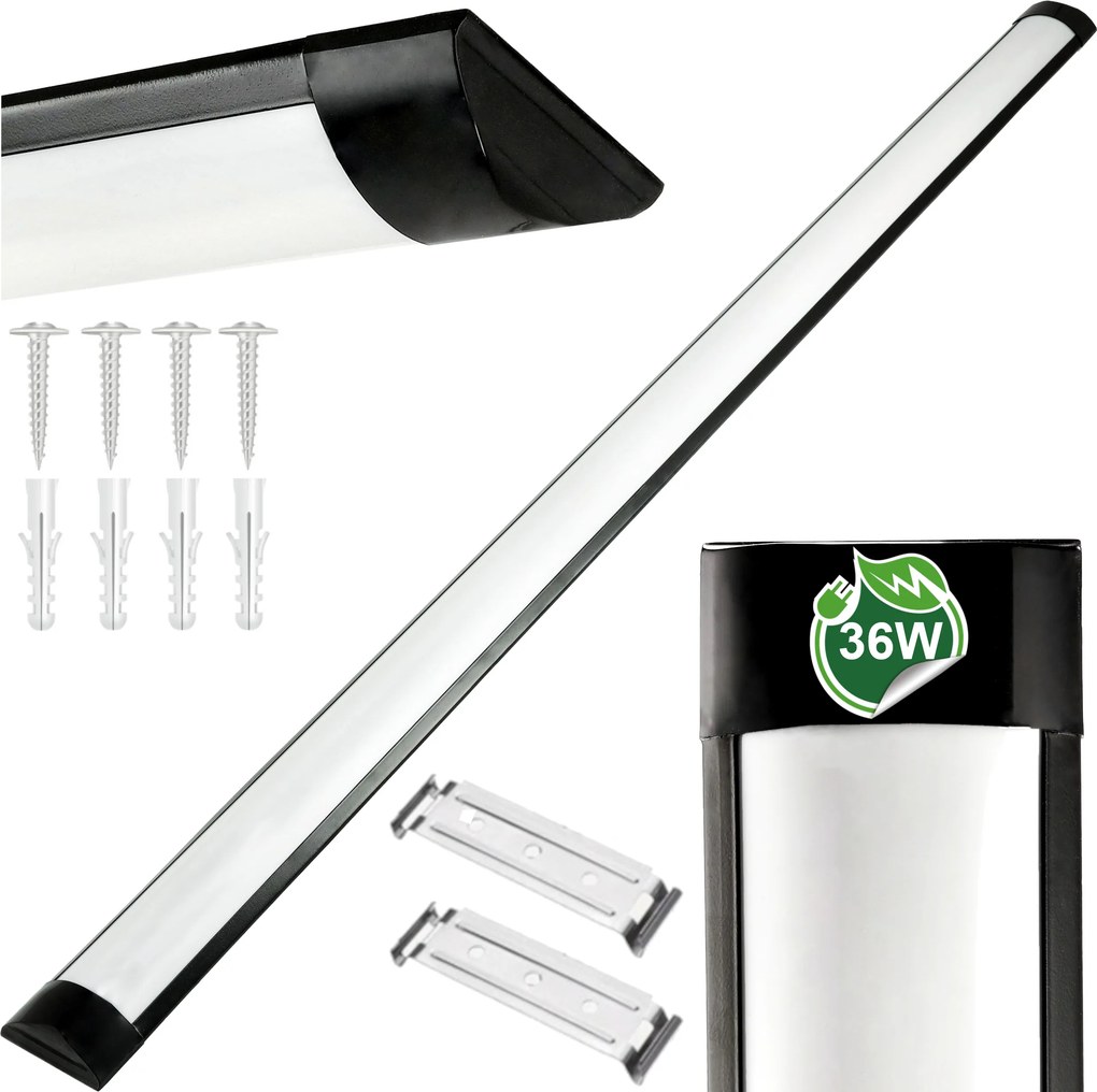 BERGE LED panelové svítidlo pro přisazenou stropní montáž 2x 36W 120cm černé 4500k