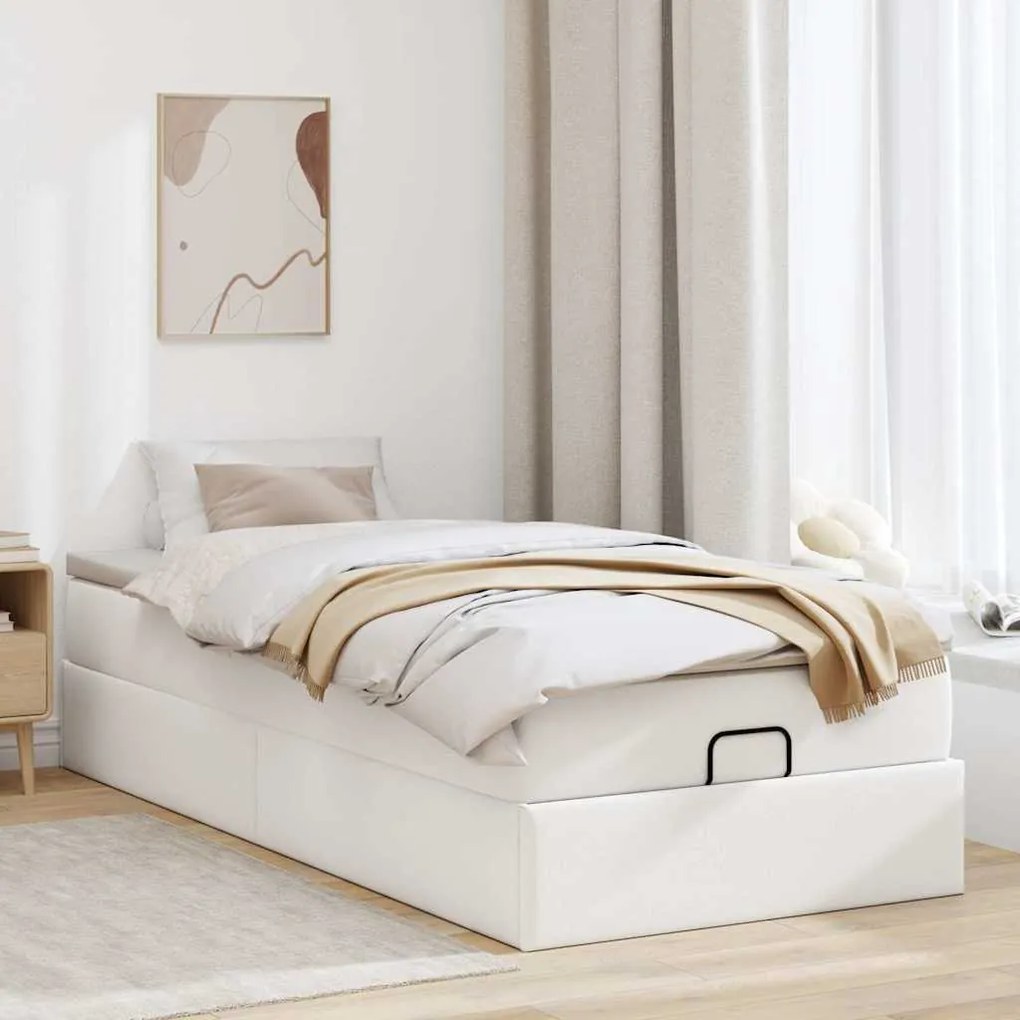 Osmanský rám postele s matrací bílý 80x200cm umělá kůže 3311007