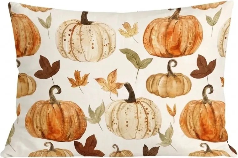 Flanelový povlak na polštář LEAVES & PUMPKINS 50x70 cm, barevný