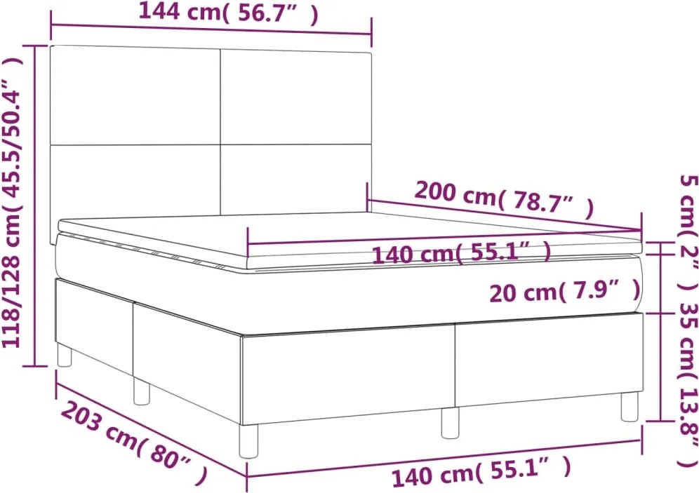 Box spring postel s matrací černá 140x200 cm samet 3142907
