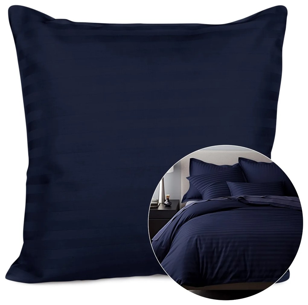 SATÉNOVÝ POVLAK NA POLŠTÁŘ CIZGILI NAVY BLUE 40X40 CM EXCLUSIVE TMAVĚMODRÁ
