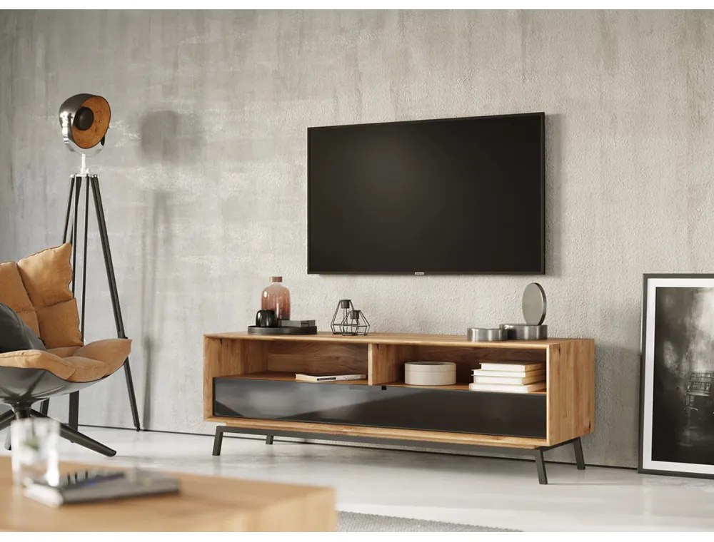Massive home | TV stolek 2.1 střední sklo, dub, barva přírodní dub, kolekce Modern Loft