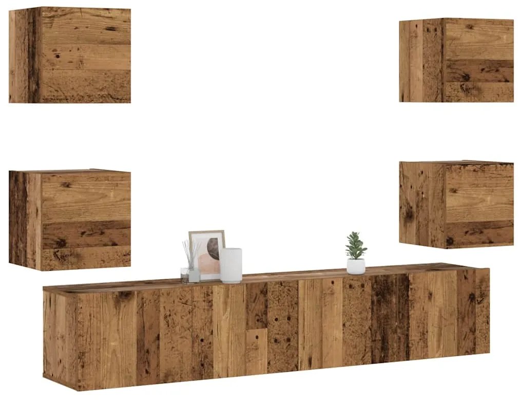 Nástěnné TV skříňky 6 ks Old Wood kompozitní 3328967