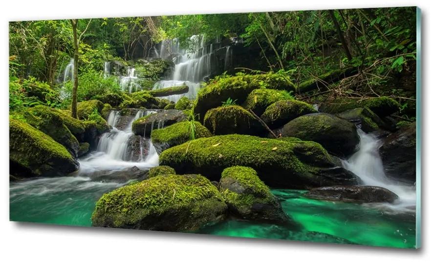 Wallmuralia Foto obraz sklo tvrzené Vodopád v lese 100x50