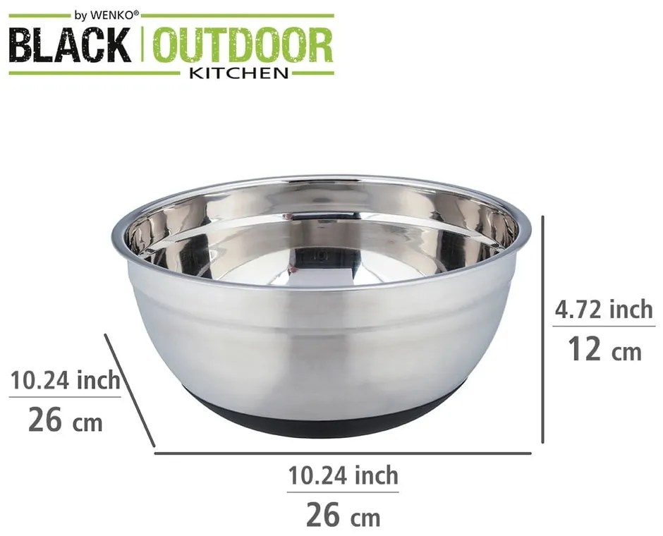 Nerezová mísa s protiskluzovým dnem Wenko Black Outdoor Kitchen Aru, 4 l