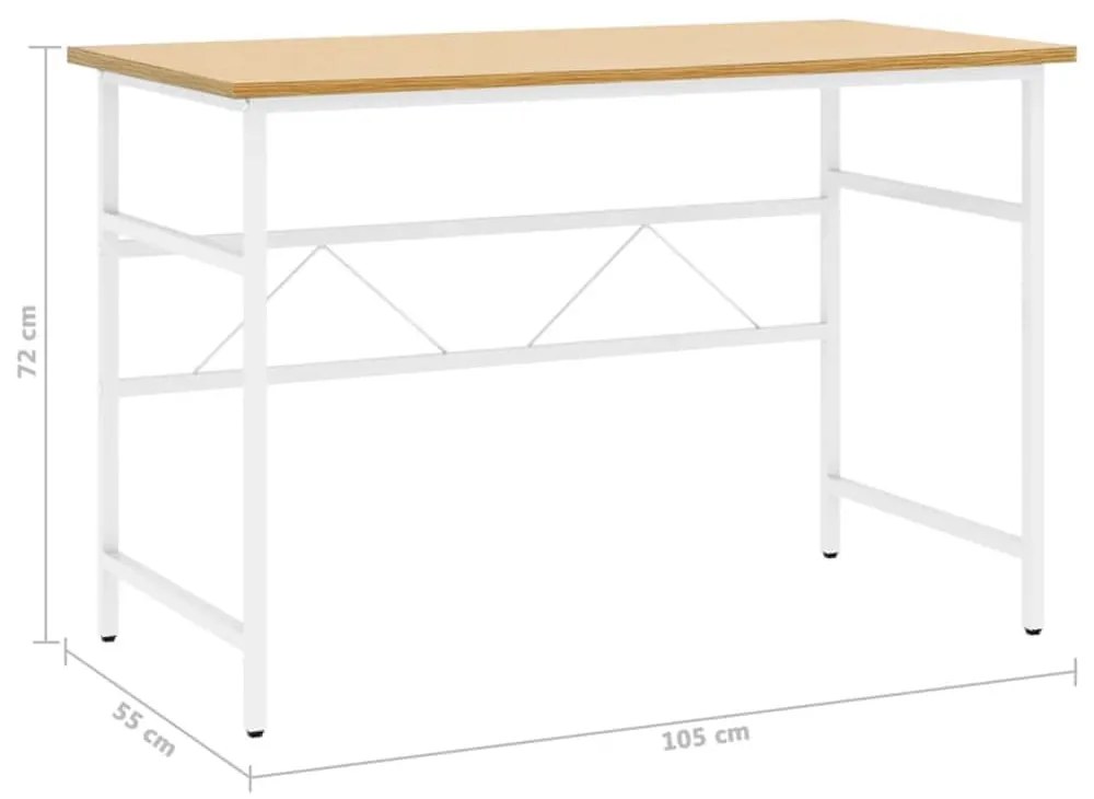 Petromila PC stůl bílý a světlý dub 105 x 55 x 72 cm MDF a kov