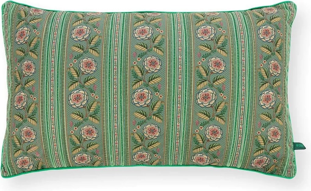 Pip Studio dekorační polštář Rosa Rani 65 x 39 cm - zelený (Dekorační polštář s motivem květů)