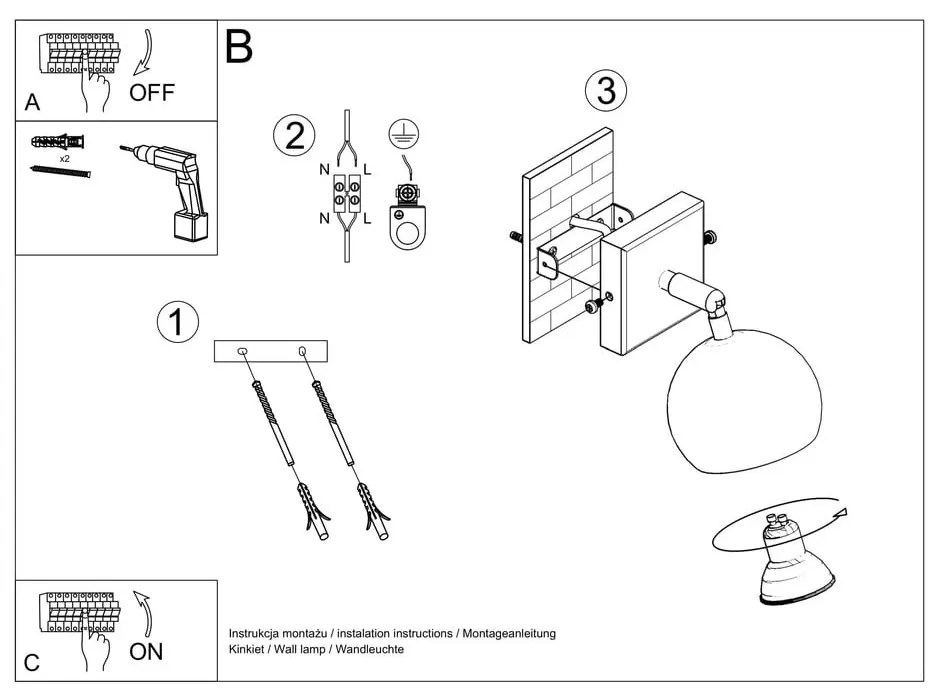 Bílé nástěnné svítidlo Sollux Ollo