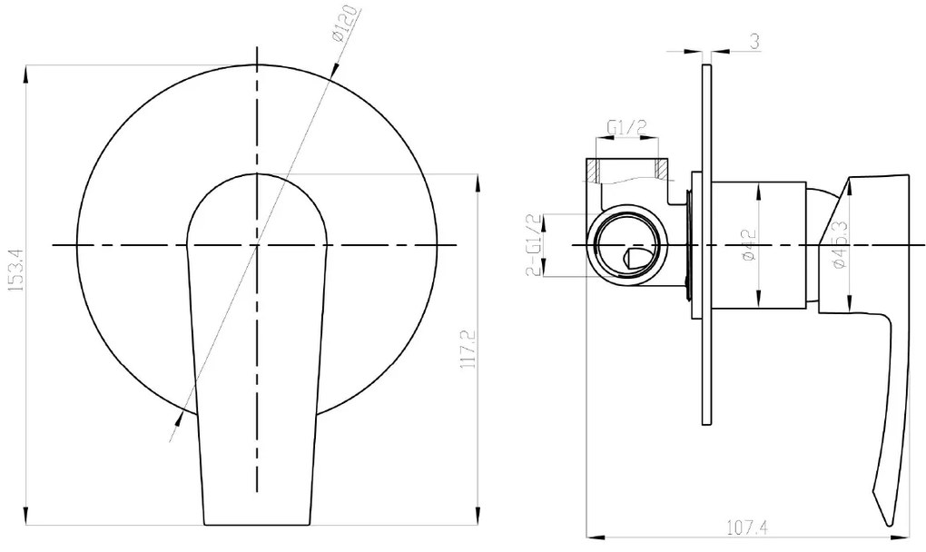 Sapho Sapho, TREVIA podomítková sprchová baterie, 1 výstup, chromová, TN041