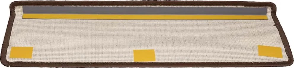 Schodové rohože 15 ks 65 x 21 x 4 cm hnědé s obdélníkovým okrajem 134571