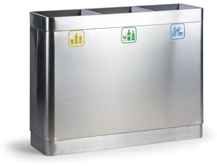 Odpadkový koš na tříděný odpad, 3x44 l, nerezový