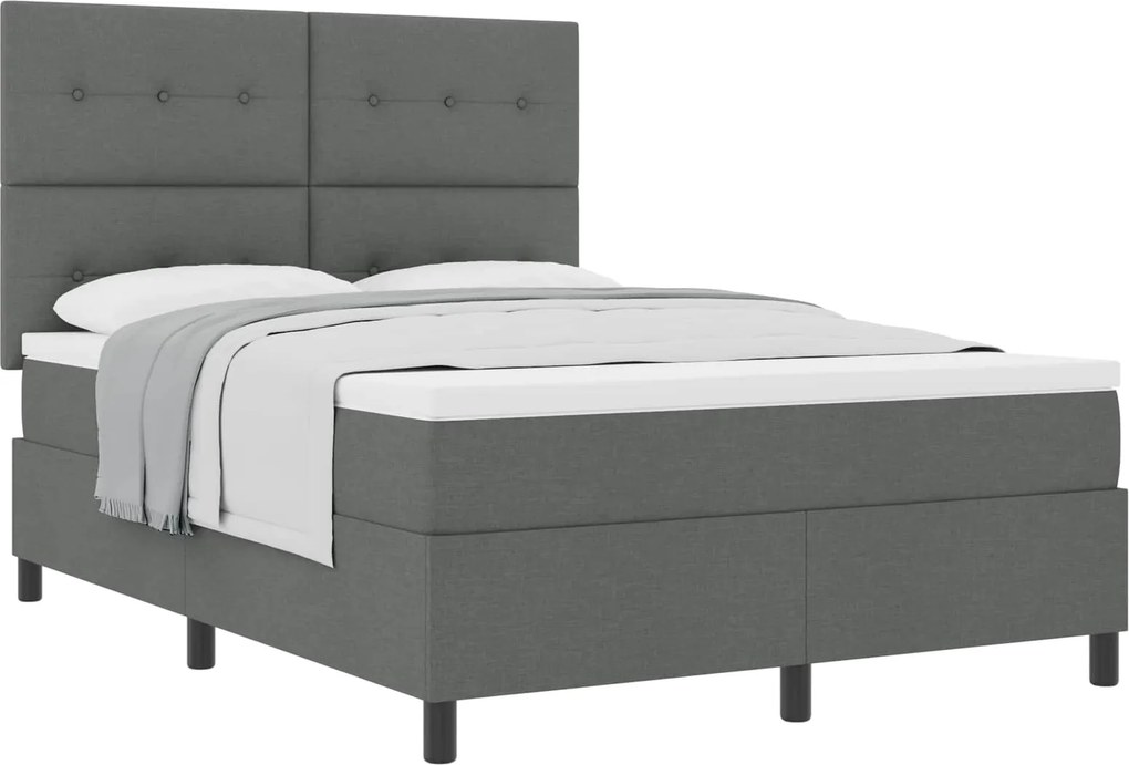 Postel s boxspringem s čelo Tmavě šedá 140 x 200 cm textil 3339393