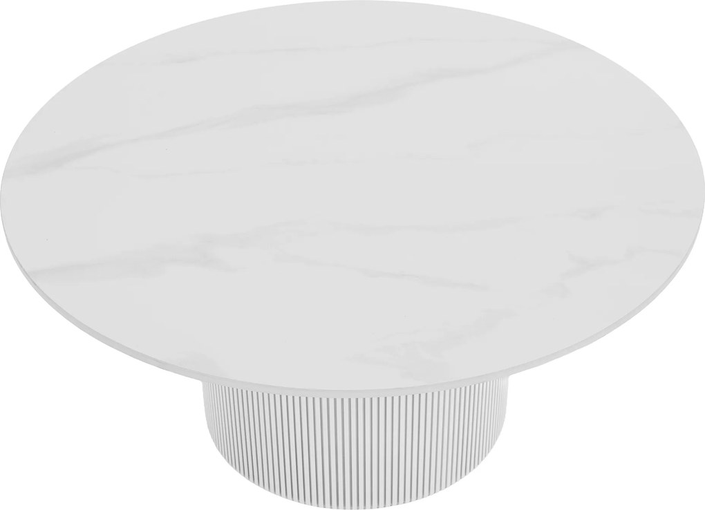 Konferenční stolek, bílý mramor/MDF, průměr 80 cm, MAHIR TYP 1