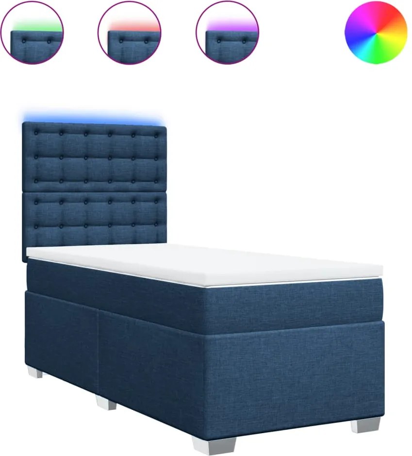 Box spring postel s matrací modrá 90x190 cm textil 3292663