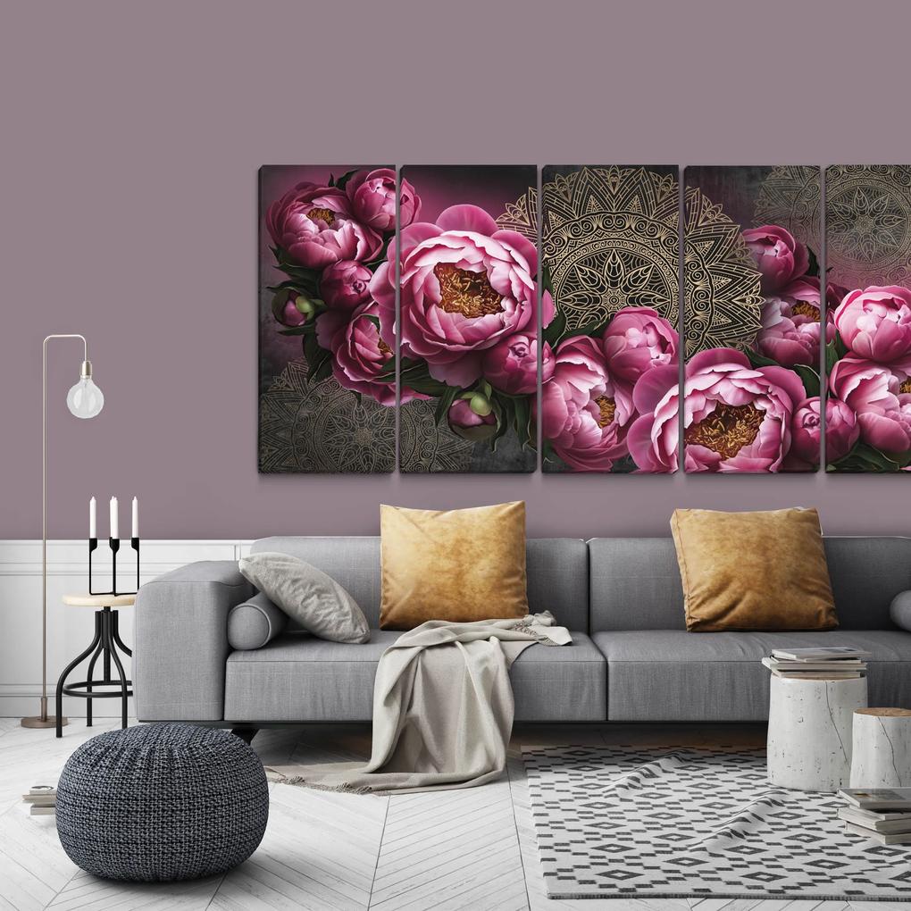 Malvis ® Vícedílný obraz Mandala s růžemi Velikost (šířka x výška): 100x45 cm