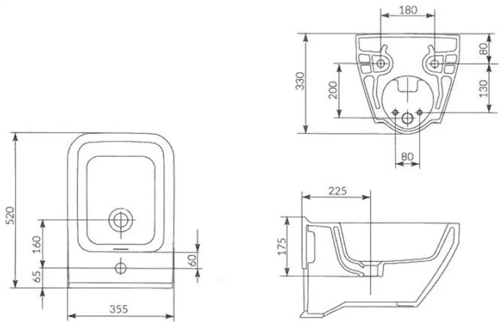 Cersanit Crea WC bidet závěsný hranatý, bílá, K114-010