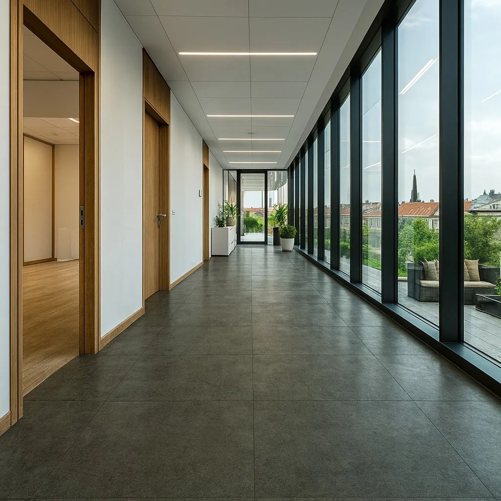 Gerflor, PVC podlaha - lino Flexar Nerok 2153 Shade Anthracite, na míru, šíře 2m,4m, šedá, bez podkladu, chodba / předsíň