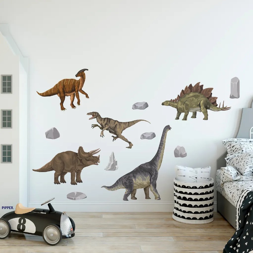 PIPPER. Textilní samolepka na zeď "Dinosauři"