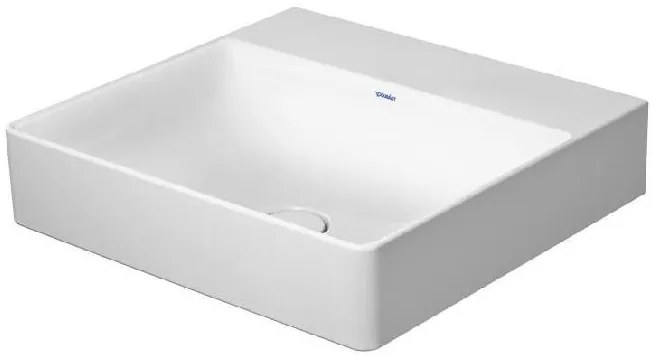 Duravit DuraSquare - Umyvadlo na desku, 50x47 cm, bez přepadu, bez otvoru pro baterii, DuraCeram, WonderGliss, bílá 23535000791