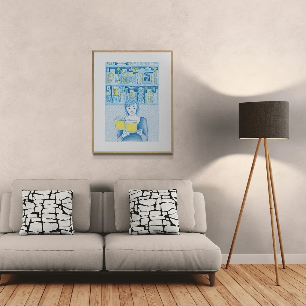 Barbora Brůnová | Čtenářka Rám: Černý, Velikost: 100 x 70 cm
