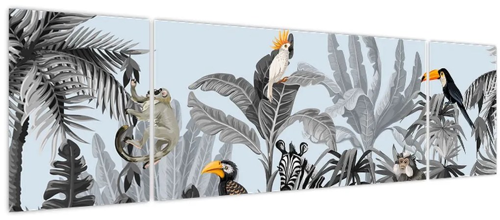 Obraz zvířat v tropickém lese (170x50 cm)