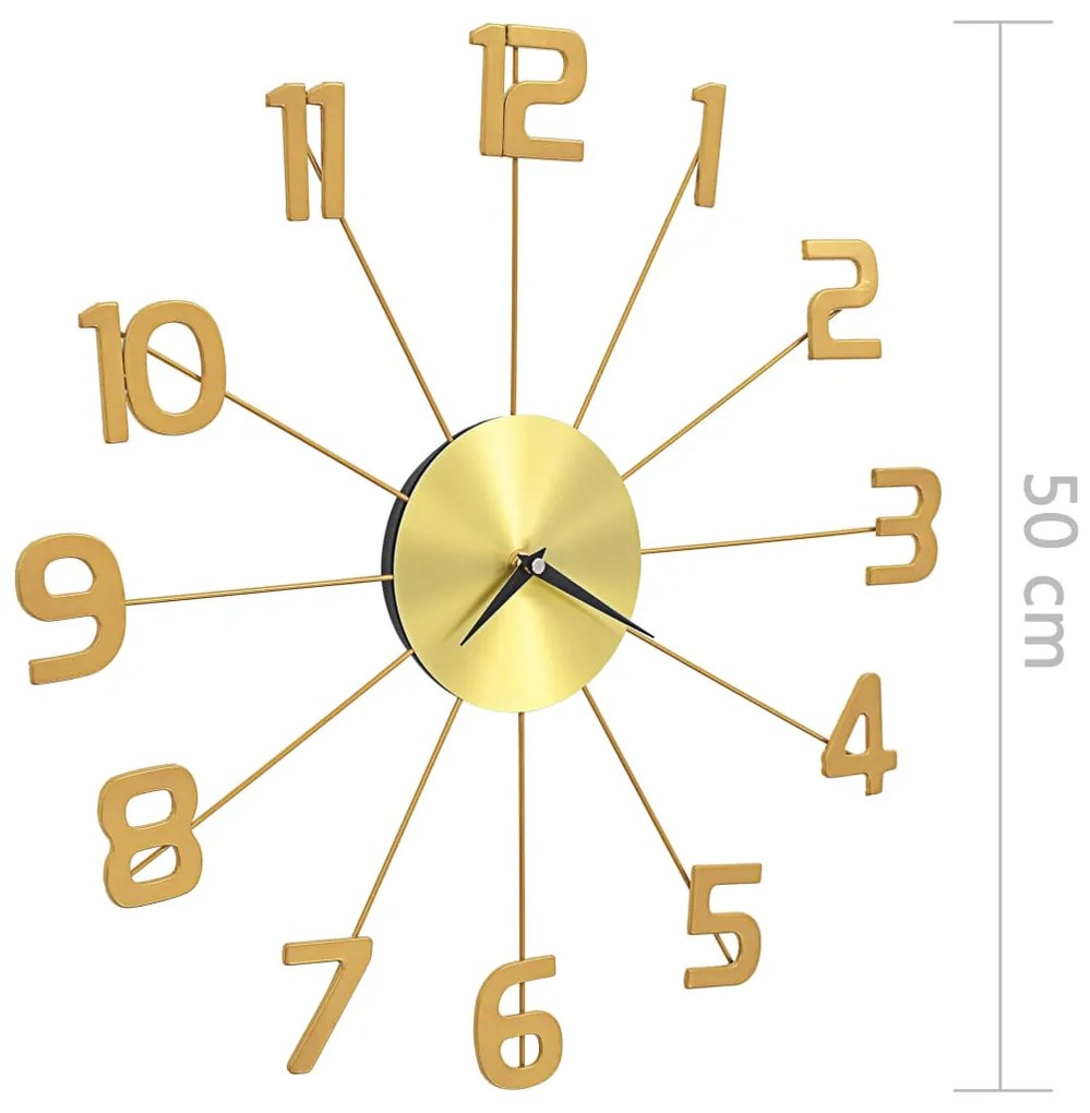 Nástěnné hodiny kovové 50 cm zlaté - Default Title