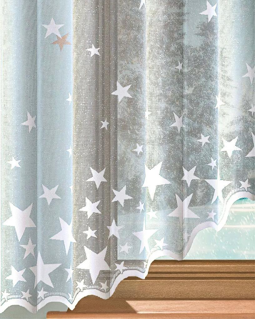 Forbyt kusová záclona STARS, jednobarevná bílá, hvězdy vánoční, výška 160 cm x šířka 320 cm (na okno)