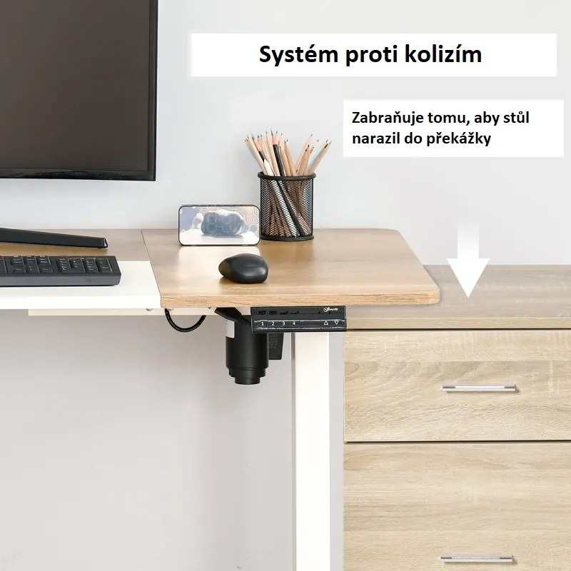 Vinsetto Kancelářský stůl výškově nastavitelný, bílý/dekor dřevo, 140 x 70 x 72-116 cm 920-071V90WT