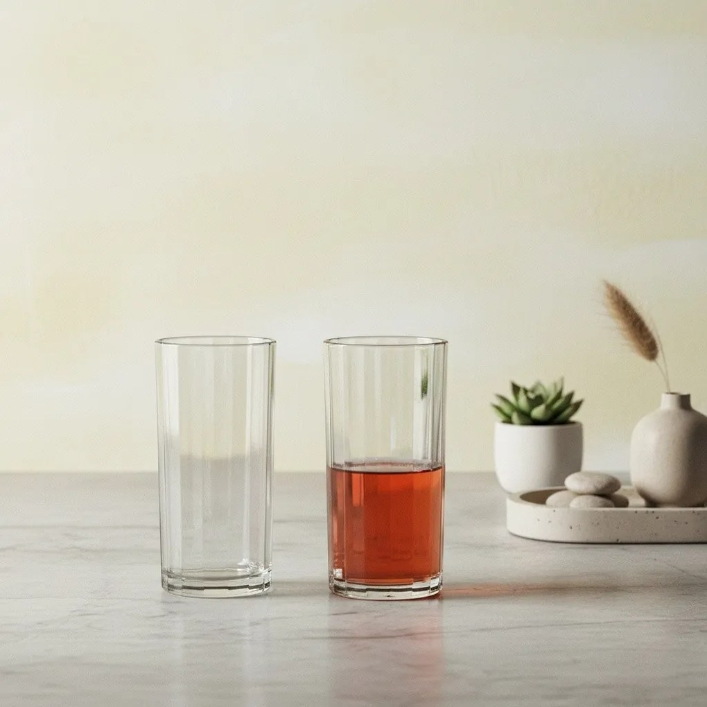Sada 4 ks vysokých sklenic ELISE STRIPES 360 ml čirá